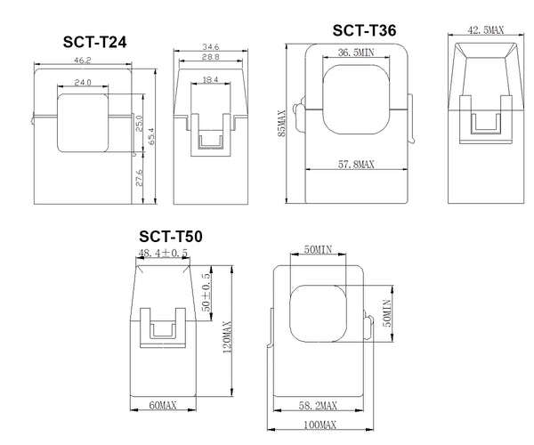 Transformador de corriente núcleo abierto, secundario 5A, PST XH-SCT-T ...